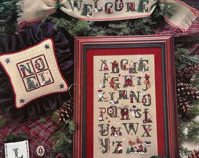 1998 MILL HILL HOLIDAY Alphabet Sampler Original Cross Stitch Leaflet ...