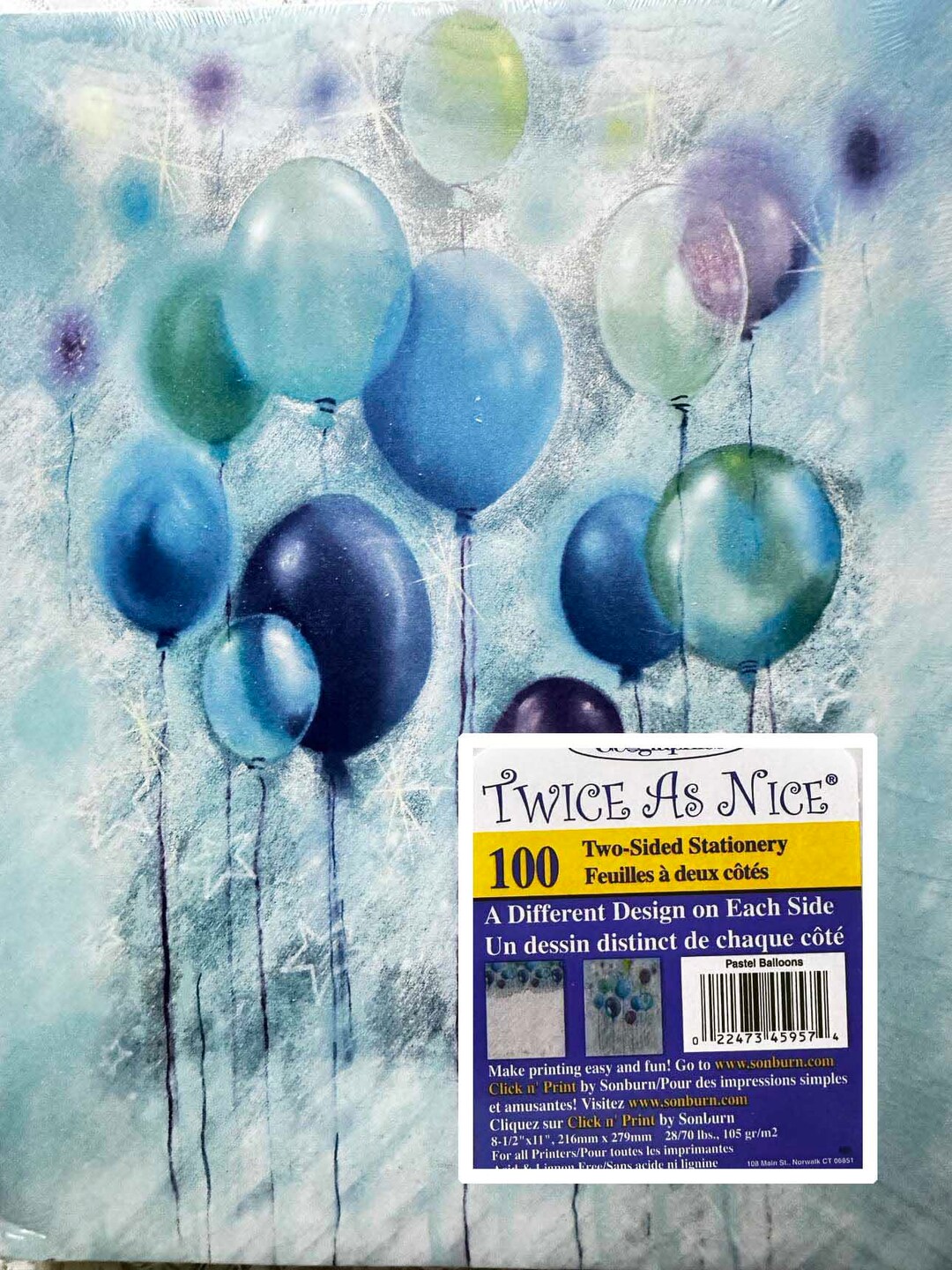 TWICE AS NICE Balloons 100 Sheets Two-sided Stationery Geographics ...