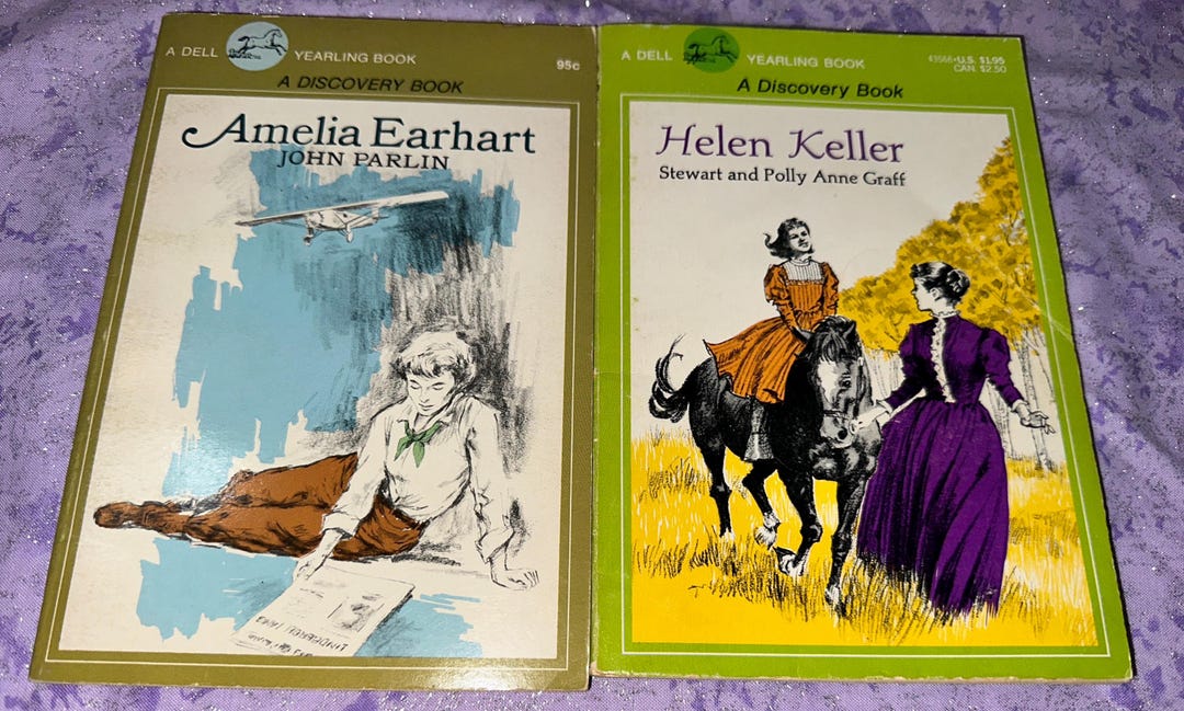 1960's 2 Books HELEN KELLER & AMELIA Earhart - Dell Yearling Books ...