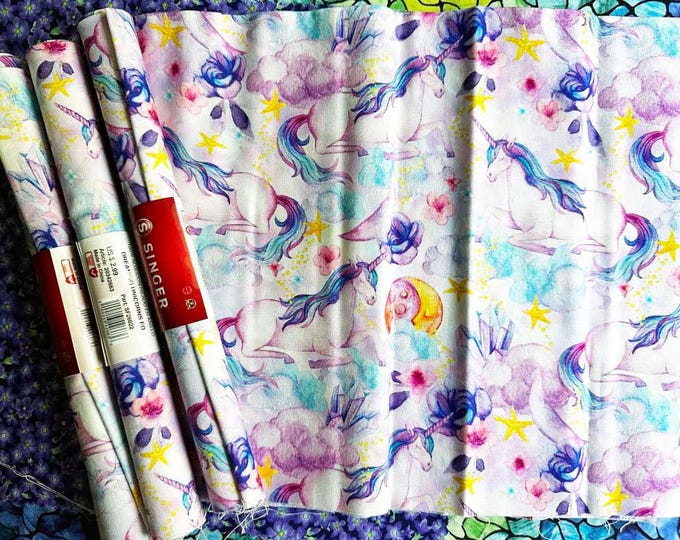 4 FAT QUARTERS 18" X 21" UNICORNS by Singer and the Cameo S Design ...