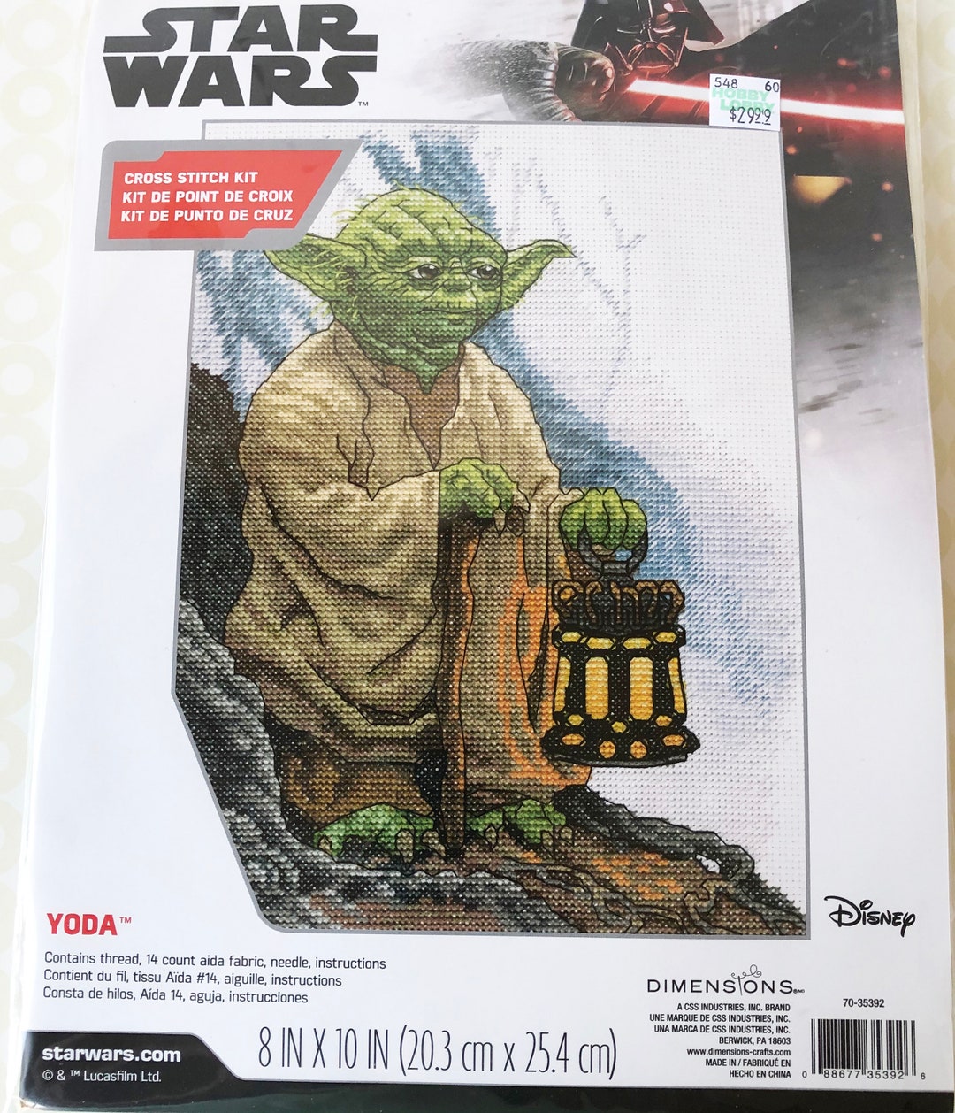 YODA STAR WARS Lucasfilm Counted Cross Stitch Kit Disney Dimensions ...