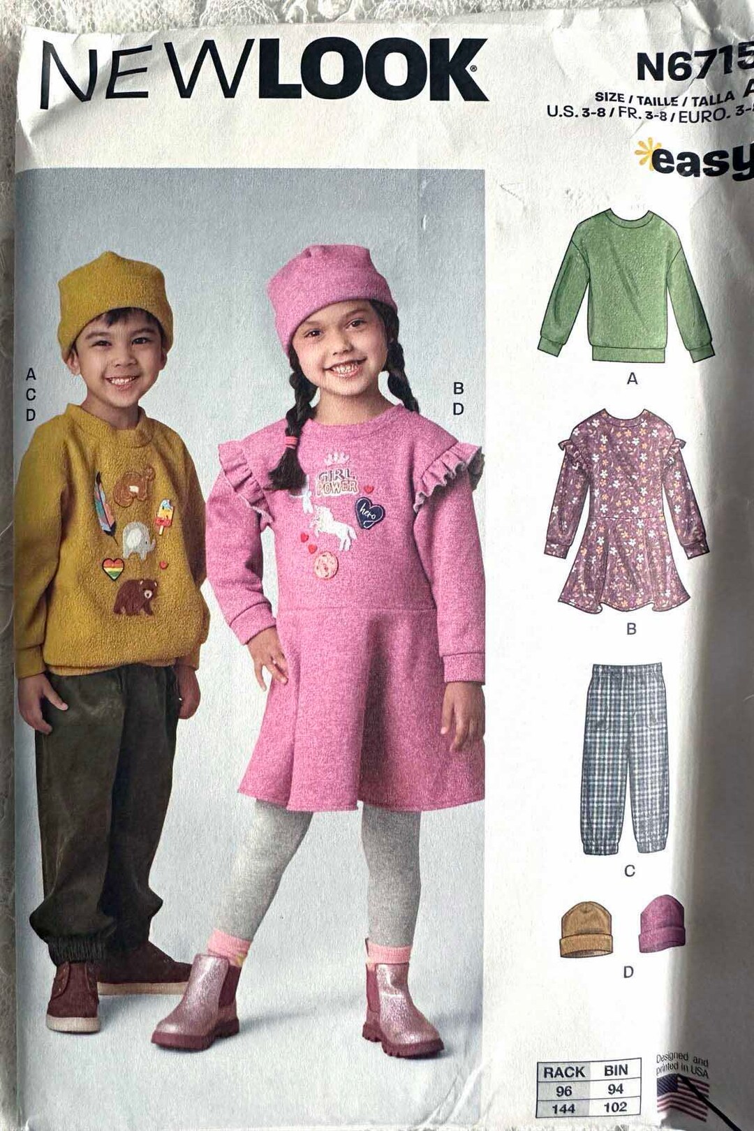 NEWLOOK CHILDRENS SEWING Pattern New Look N6715 Size A U.S. 3 Through 8 ...