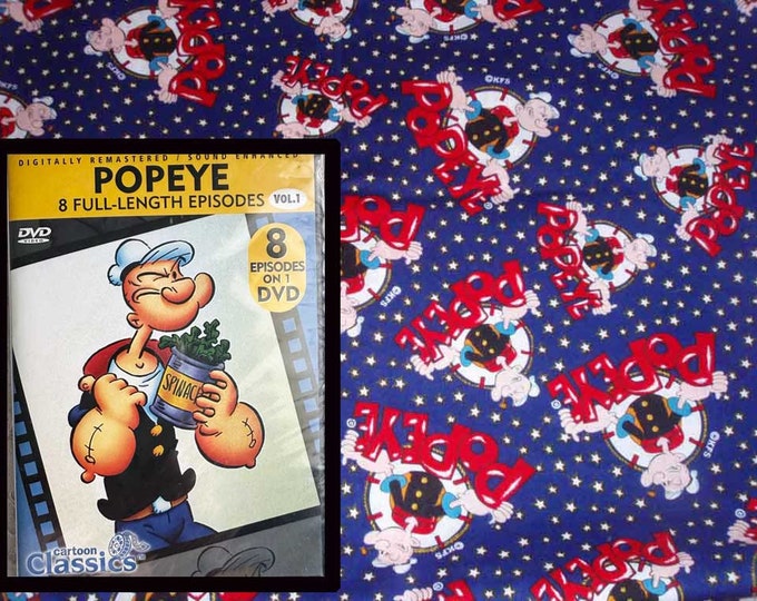 VINTAGE POPEYE SAILOR Man One (1) Yard of 100% Sewing Quilting Fabric ...