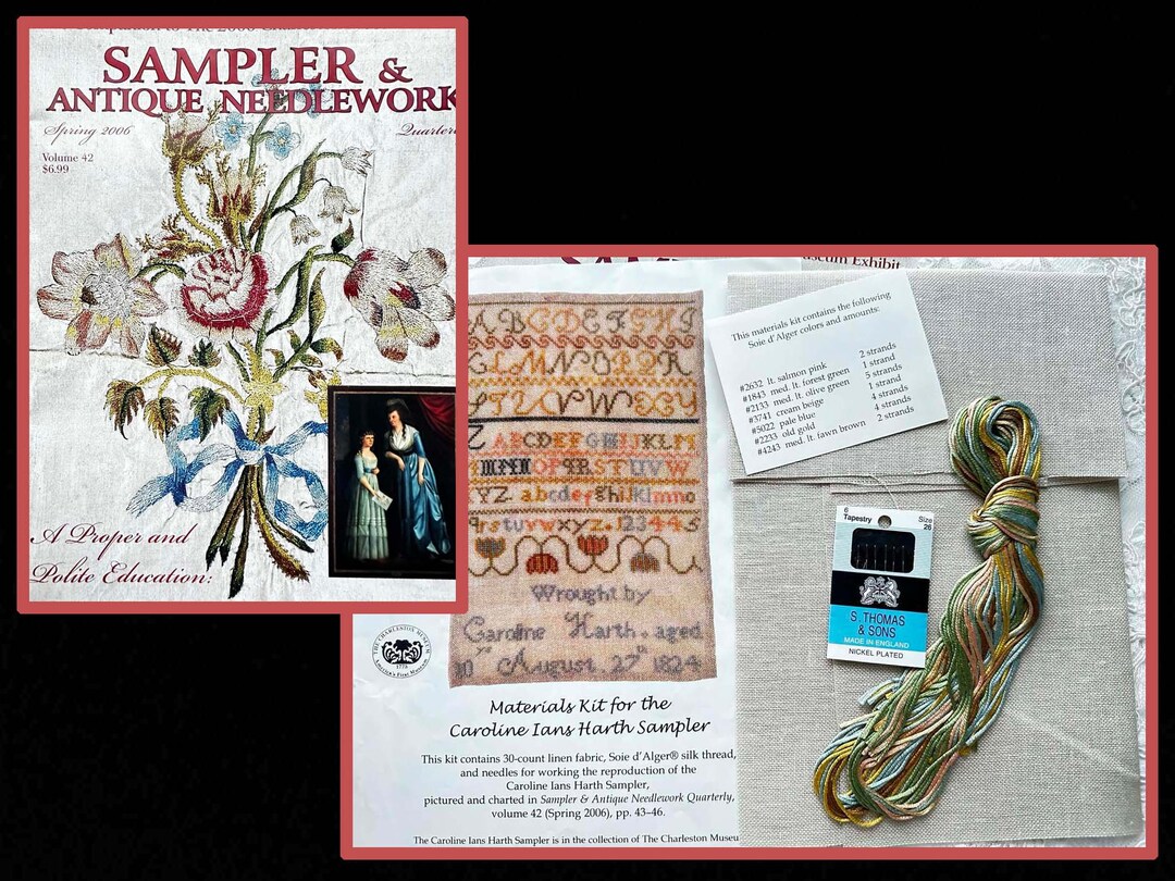 CAROLINE IANS HARTH Sampler Original Pattern in Magazine With Materials ...