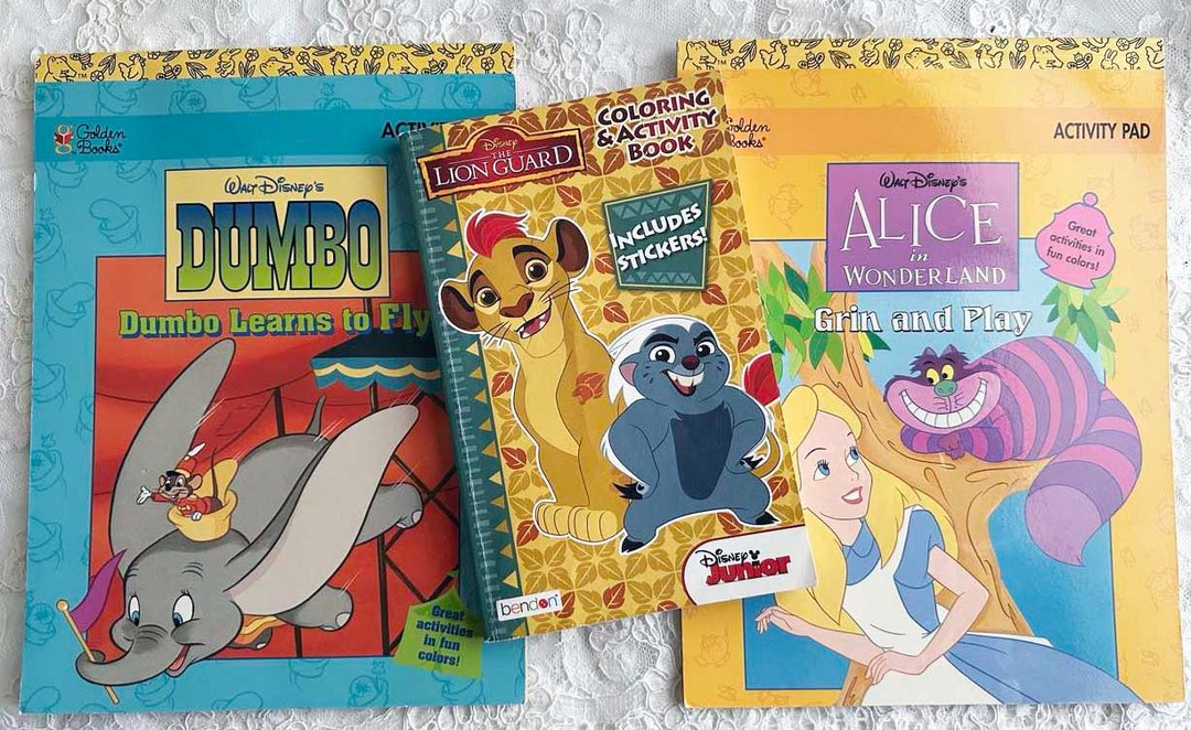 1997 DISNEY ALICE in WONDERLAND and Dumbo Activity Pad Coloring Books ...