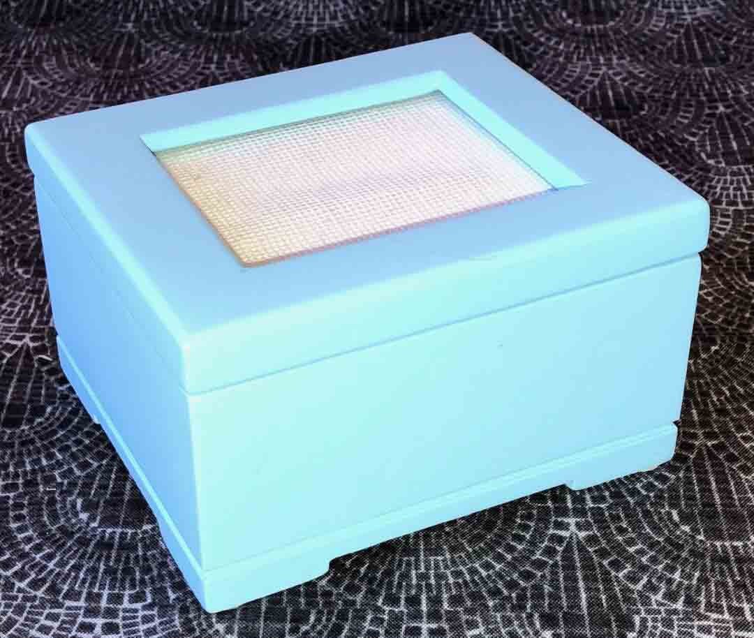 New Blue Wood Music Box With NEEDLEPOINT Canvas or for Photo - Etsy