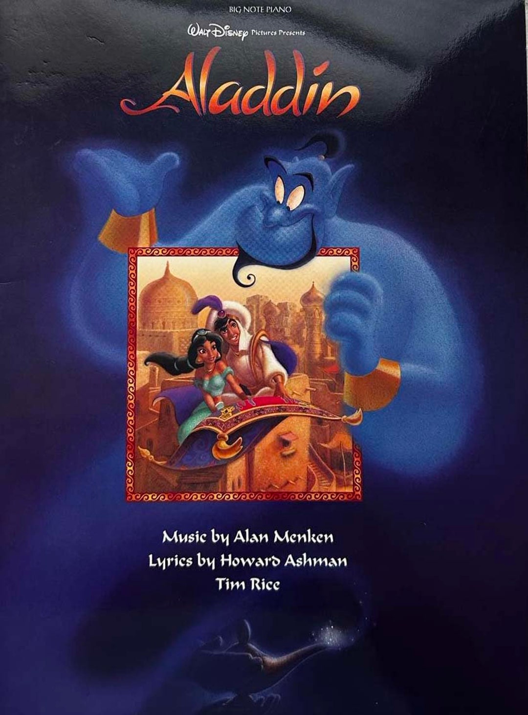DISNEY ALADDIN EASY Piano Big Note Song Book Alan Menken Howard Ashman ...