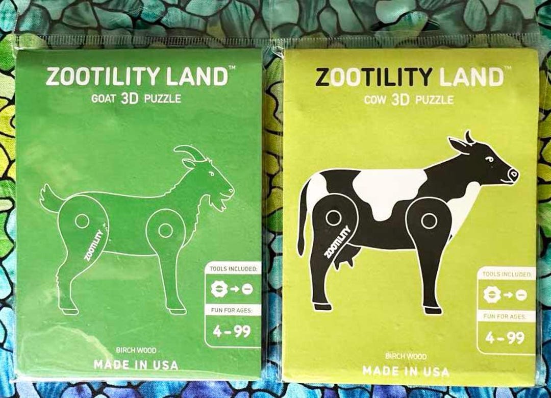 2 ZOOTILITY LAND 3D PUZZLES Goat and Cow Birch Wood Made in U.S.A. for Ages 4-99 - Tools ...