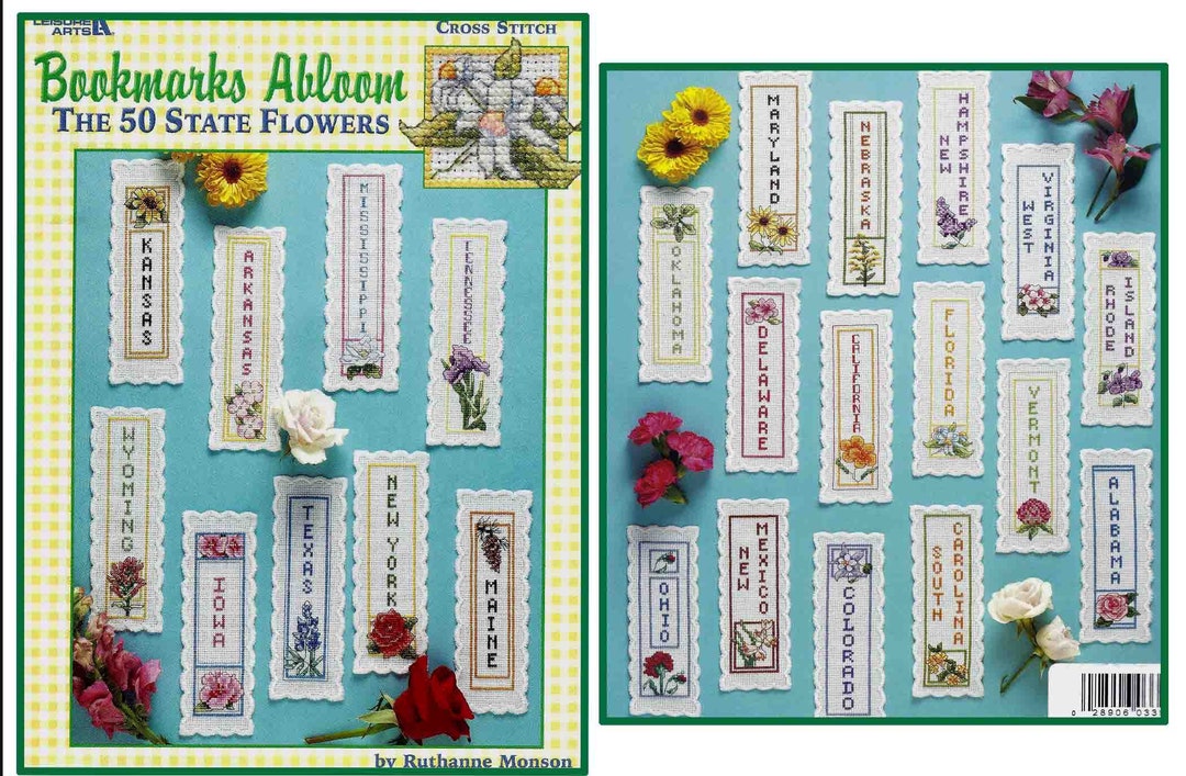 STATES BOOKMARKS ABLOOM 50 State Flowers Cross Stitch Book 30 Pages ...