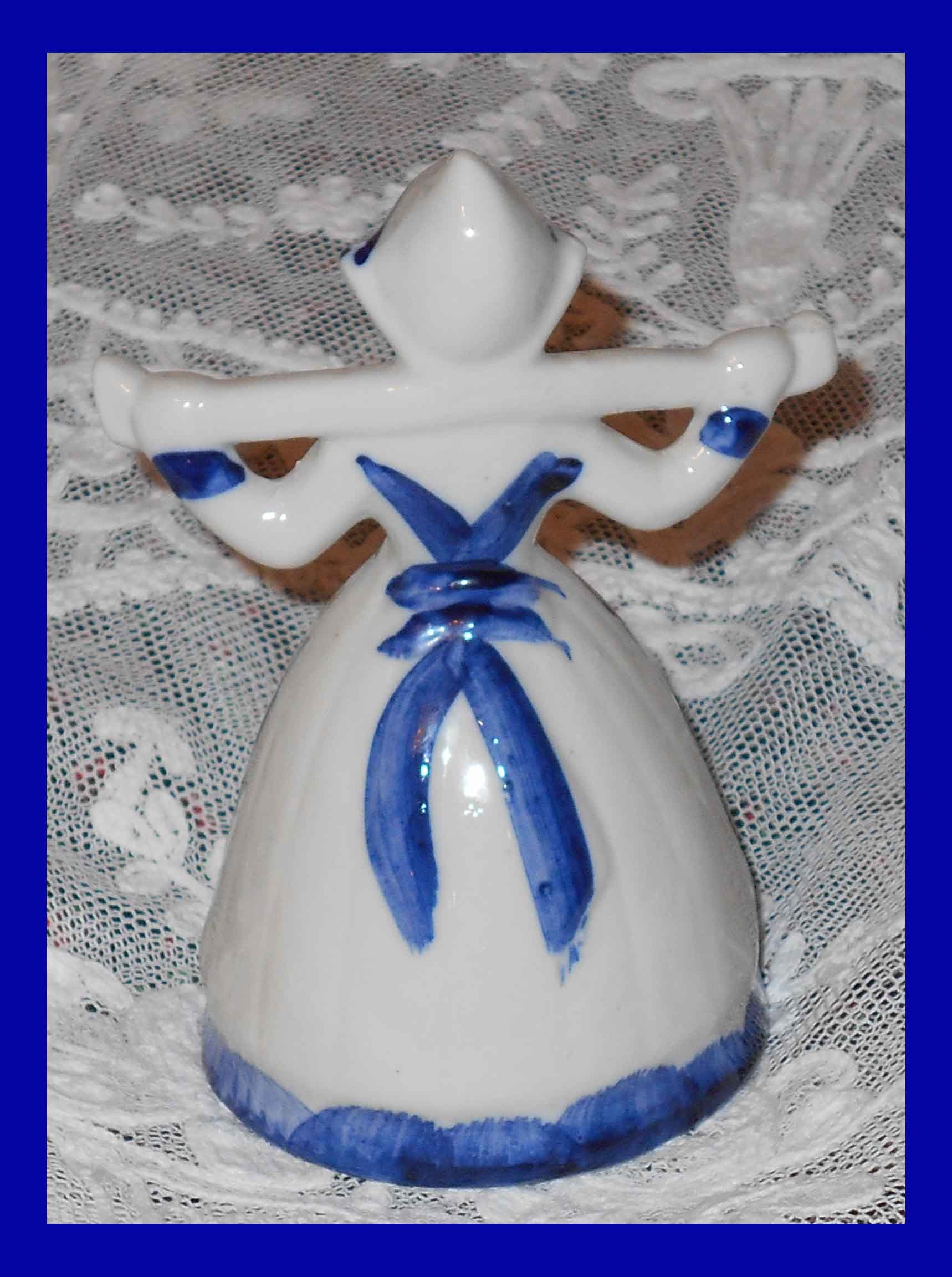 VINTAGE DELFT BLUE Ceramic Delft Blue Lady Figure With Windmill Scene 5 ...