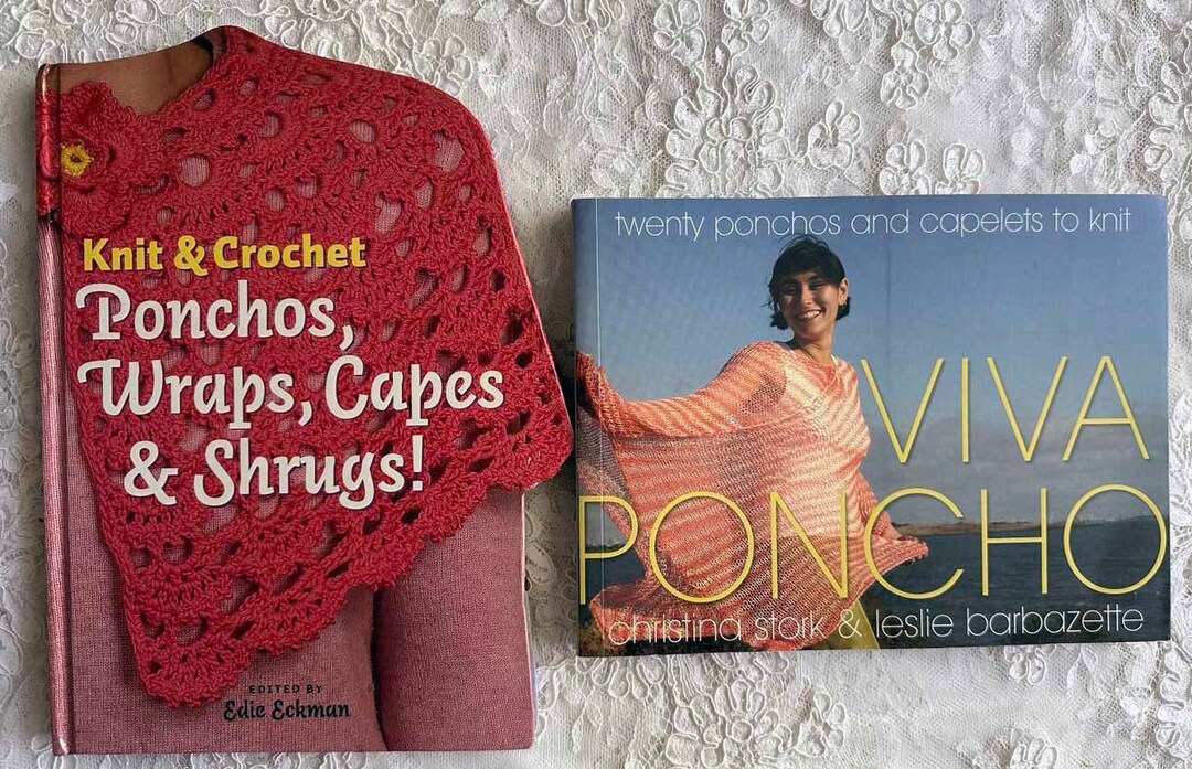 2 ORIGINAL CROCHET & KNITTING Books Viva Poncho and Ponchos, Wraps ...