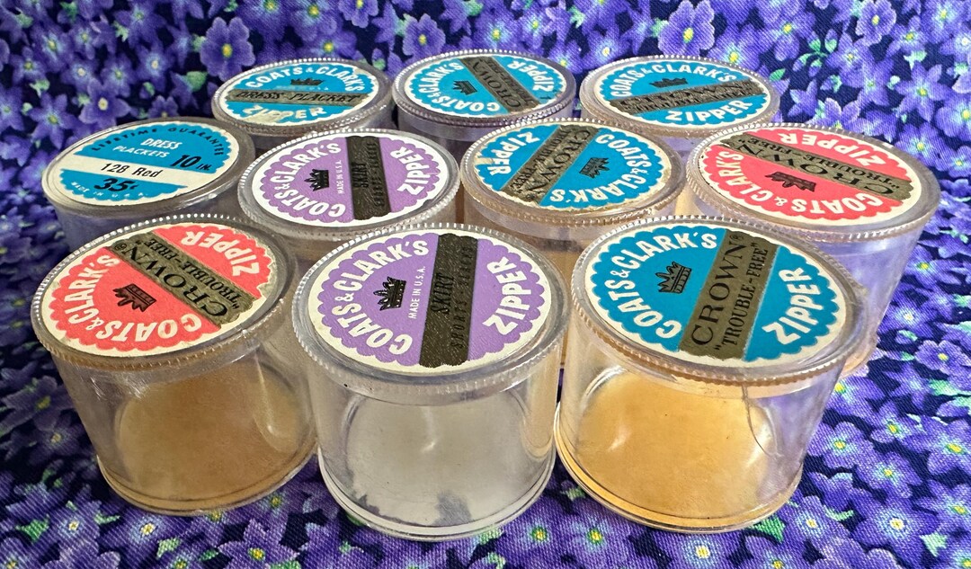 10 VINTAGE PLASTIC ZIPPER Round Containers - Cool Sewing Nostalgic ...