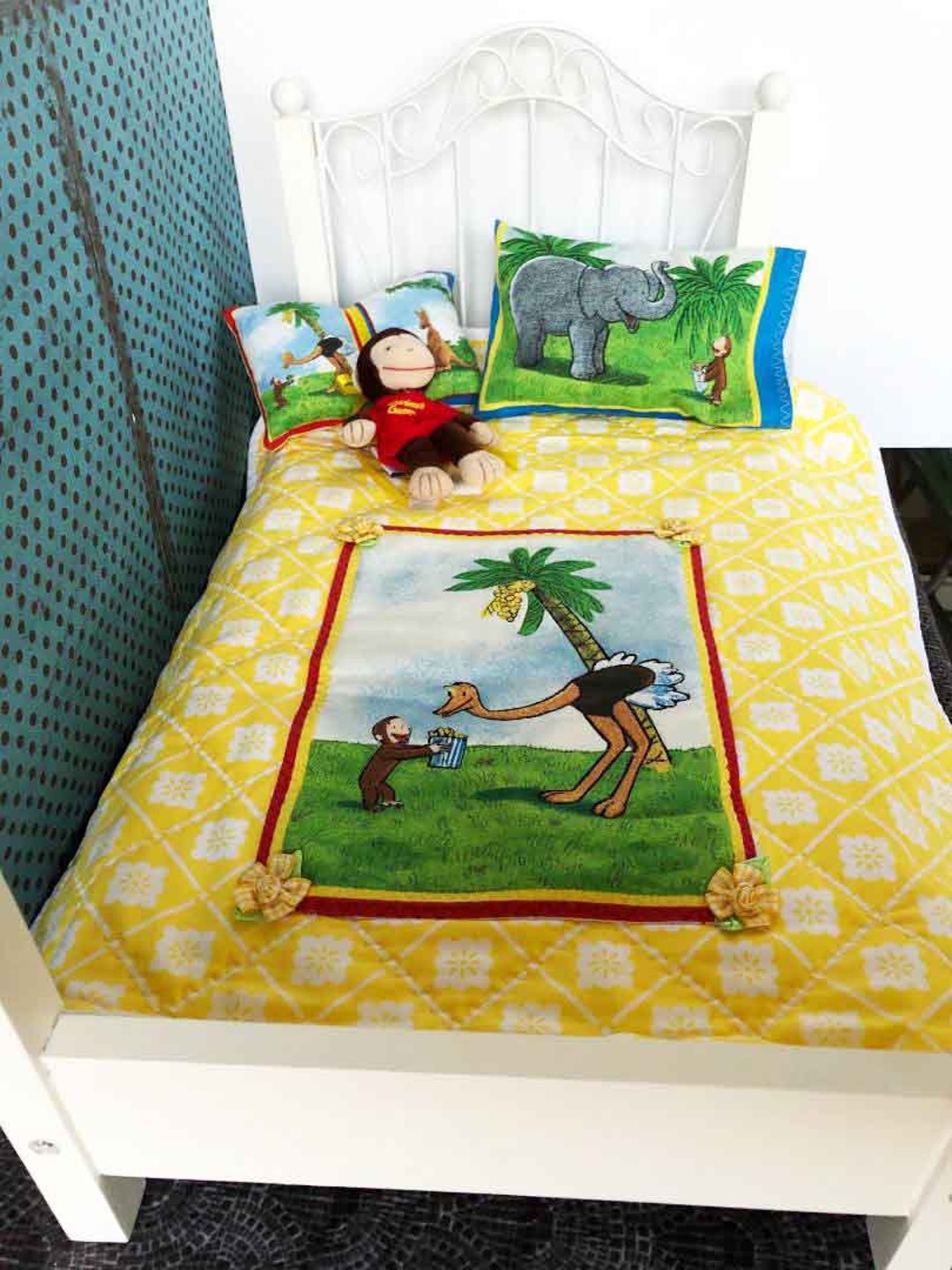 CURIOUS GEORGE Little MONKEY Handmade 18" American Girl Doll Size Quilt ...