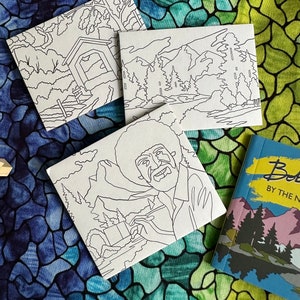 BOB ROSS PAINT by the Numbers Miniature Kit With 3 Canvases, Wooden ...