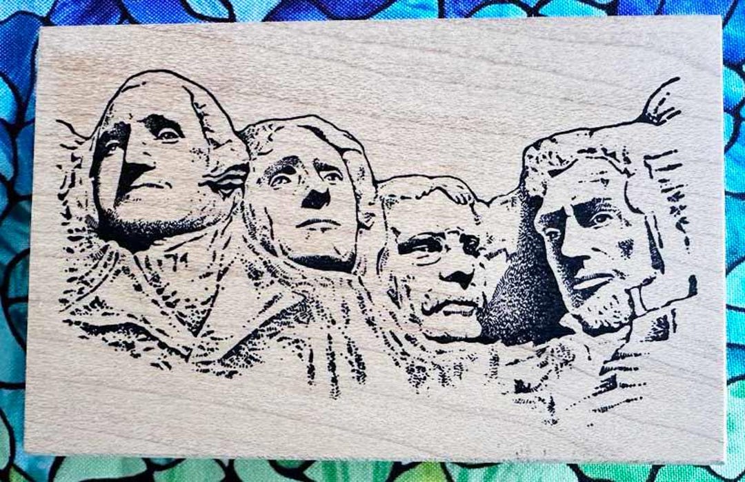 MOUNT MT. RUSHMORE Vintage 1999 H21-646 Wood Rubber Mounted Stamp for ...