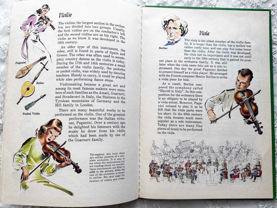 1957 MAXTON MUSIC ORCHESTRA Children's Hardbound Vintage Book Violin ...