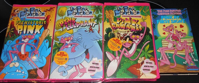 4 Sealed PINK PANTHER V.H.S. Videos B.E.N.D.A.B.L.E. Toys One Opened PP ...