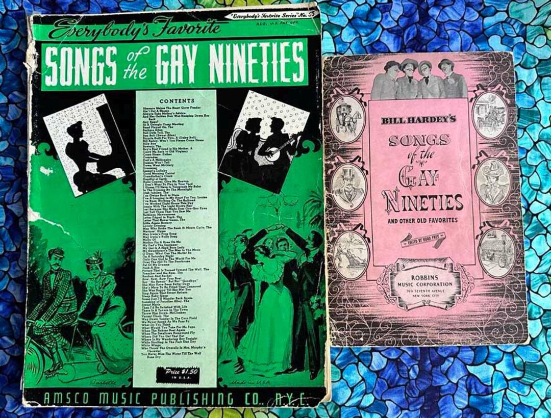 2 ANTIQUE GAY Nineties 90's Song Books for Piano Guitar Bill Hardey's ...