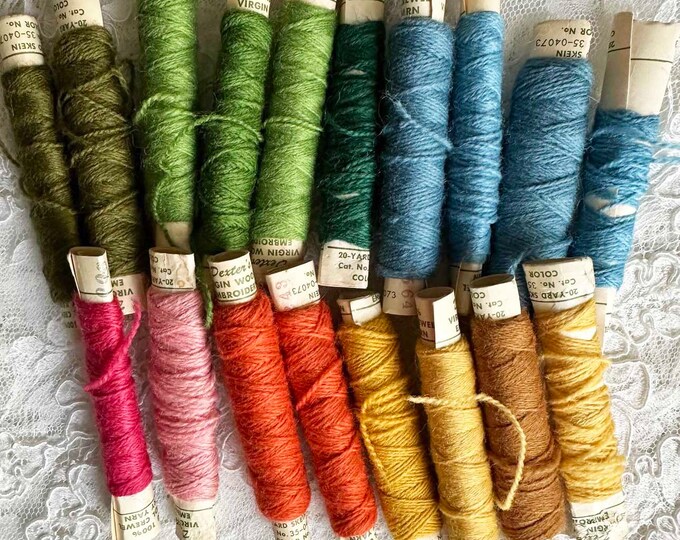 VINTAGE DEXTER VIRGIN Wool Small Spools Originally 20 Yards in Each but ...