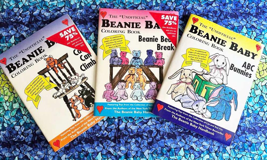3 Unused TY BEANIE BABIES Coloring Books Unofficial A.B. C. Bunnies ...