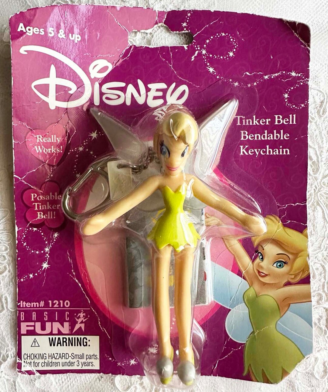 VINTAGE DISNEY TINKERBELL Tinker Bell Figural Basic Fun Key Chain Ages ...