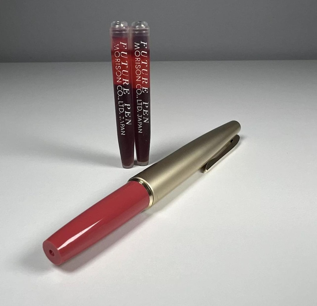 Vintage Morison Gold and Rose Ballpoint Pen With 2 Red Ink Cartridges ...