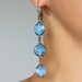 Blue Round Glass Beaded Earrings Long Dangle Blue Earrings Silver Blue ...