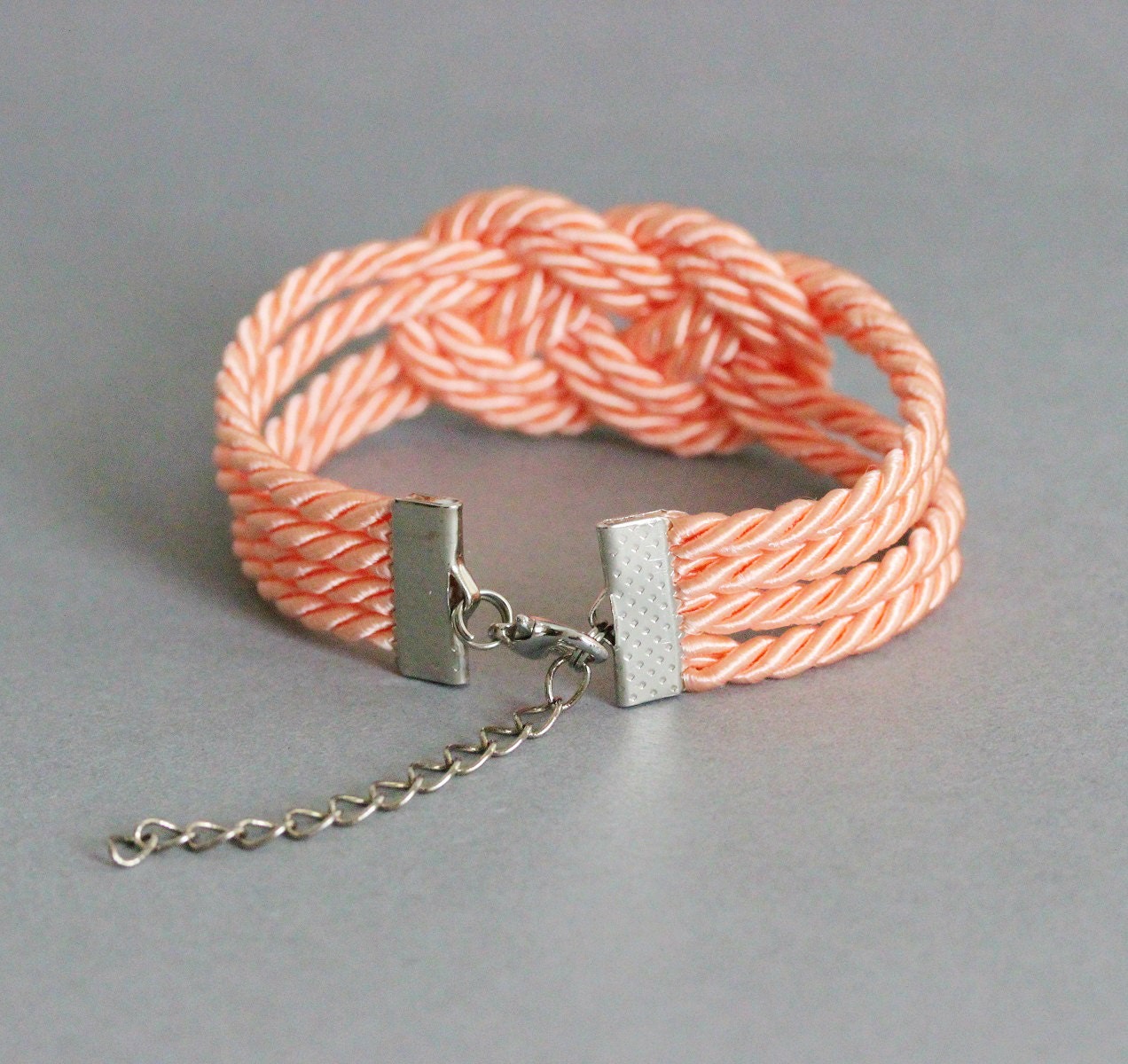 Peach Knotted Bracelet Knot Rope Bracelet Infinity Knot - Etsy
