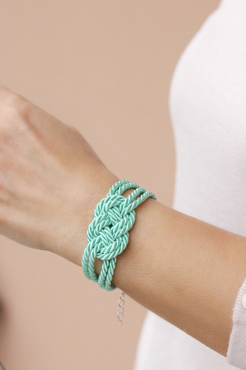 Mint Green Knot Bracelet Rope Bracelet Adjustable Nautical - Etsy