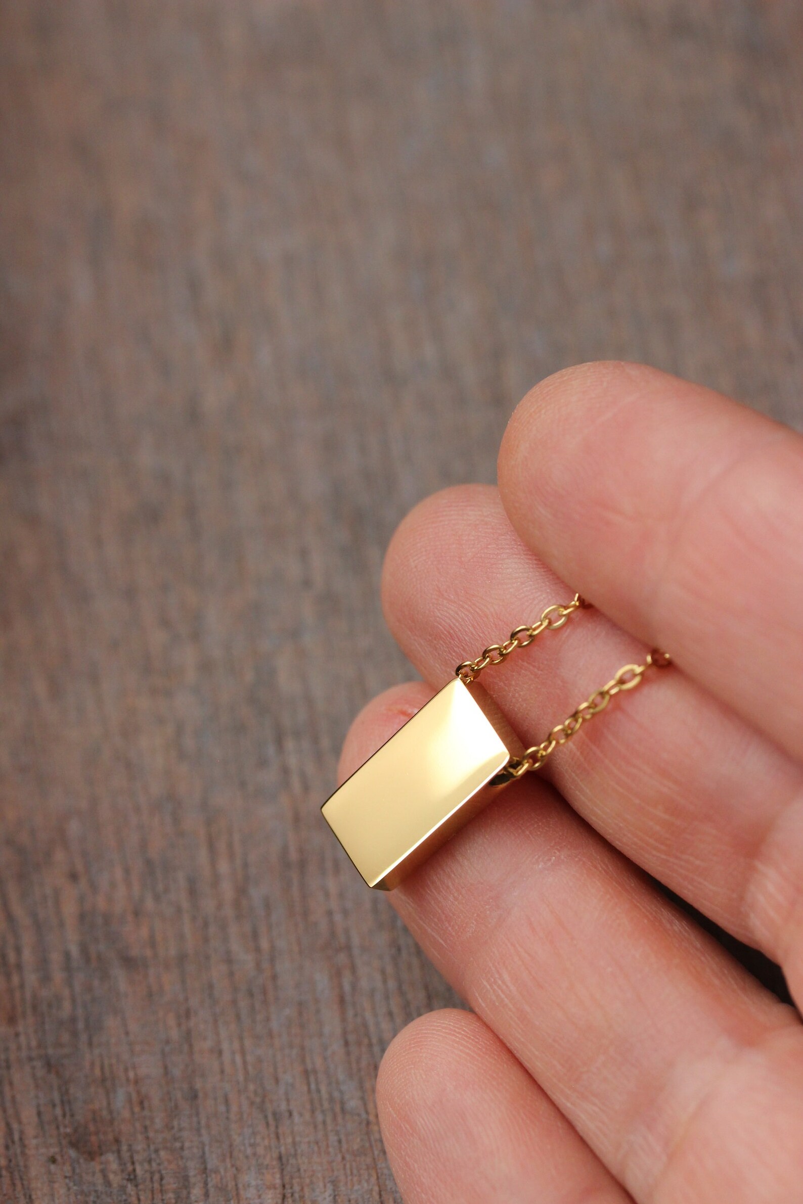 Minimalist Gold Tone 3D Rectangular Pendant Geometric - Etsy