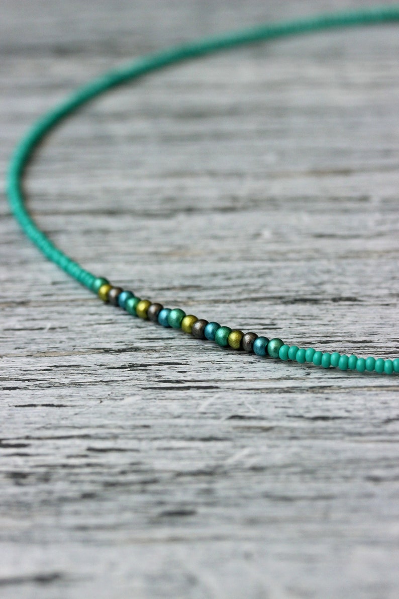 Thin Turquoise Color Choker Necklace Dainty Blue Green - Etsy