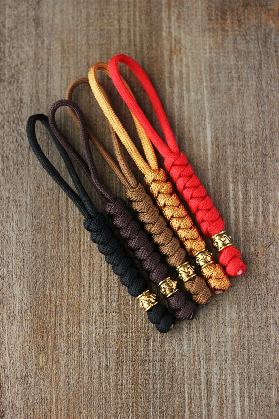Paracord Keychain With Golden Brass Bead Knife Lanyard Paracord Knife ...