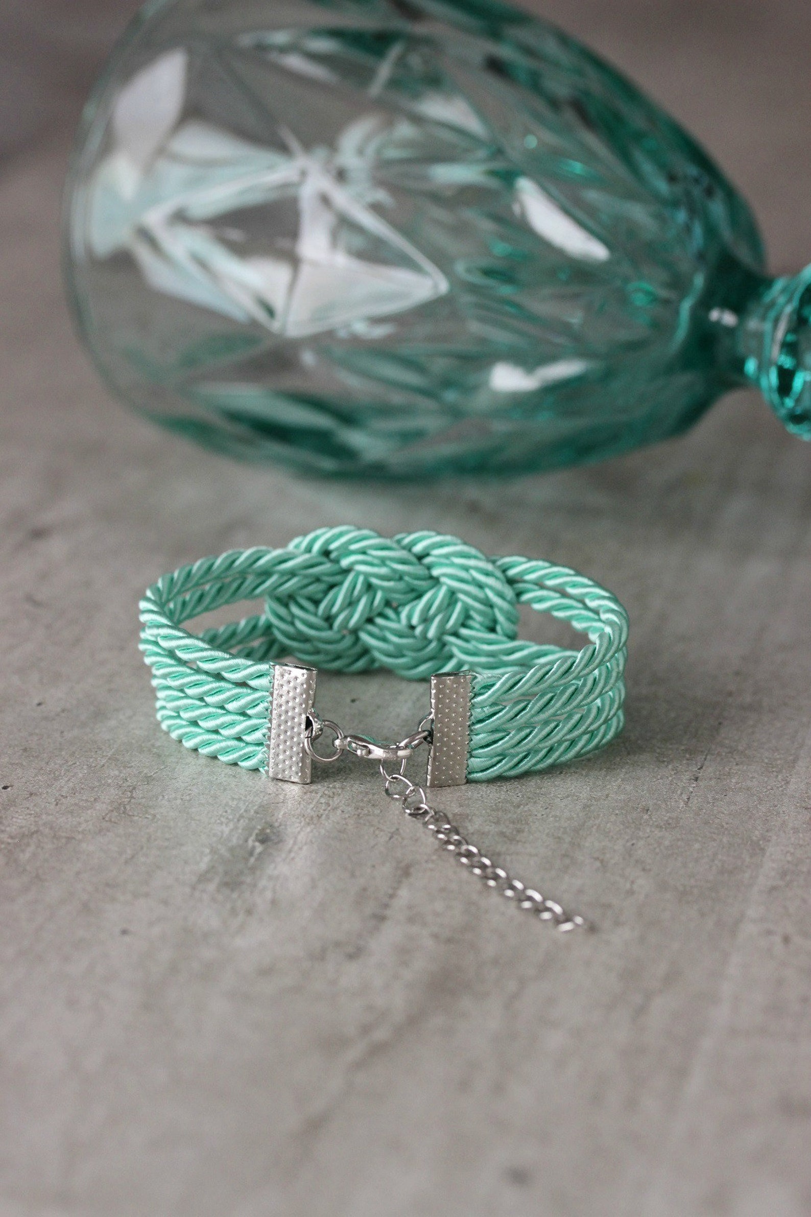 Mint Green Knot Bracelet Rope Bracelet Adjustable Nautical - Etsy