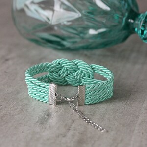 Mint Green Knot Bracelet Rope Bracelet Adjustable Nautical Bracelet ...