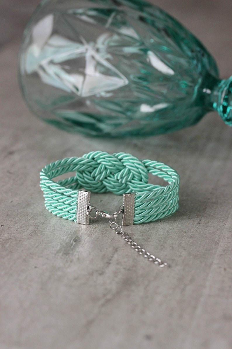 Mint Green Knot Bracelet Rope Bracelet Adjustable Nautical - Etsy