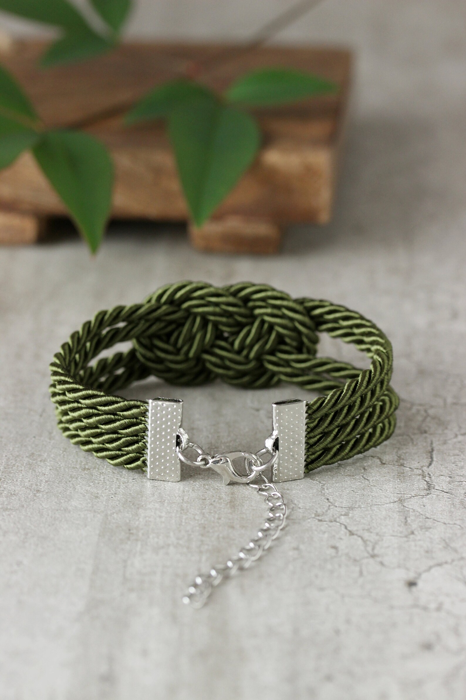 Forest Green Bracelet Rope Knot Bracelet Green Rope Bracelet - Etsy