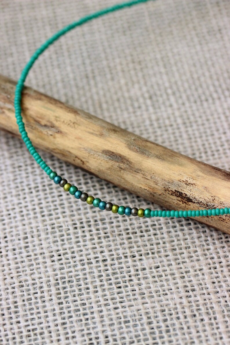 Thin Turquoise Color Choker Necklace Dainty Blue Green - Etsy