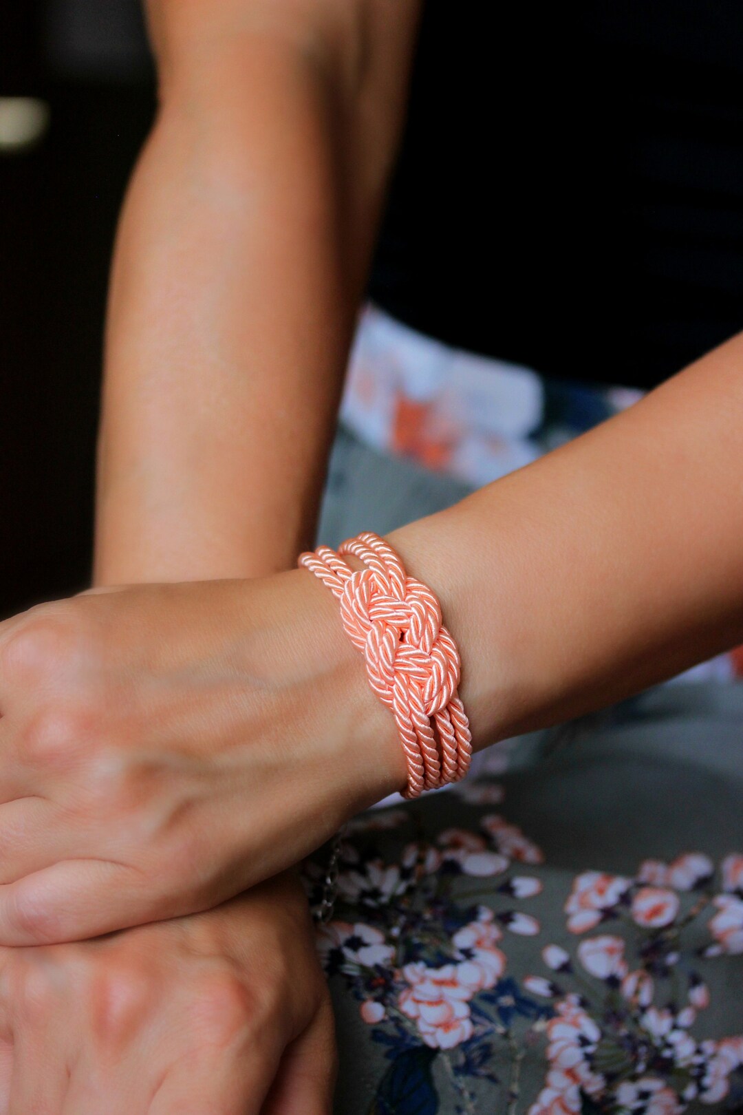 Peach Knotted Bracelet Knot Rope Bracelet Infinity Knot Bracelet Love ...