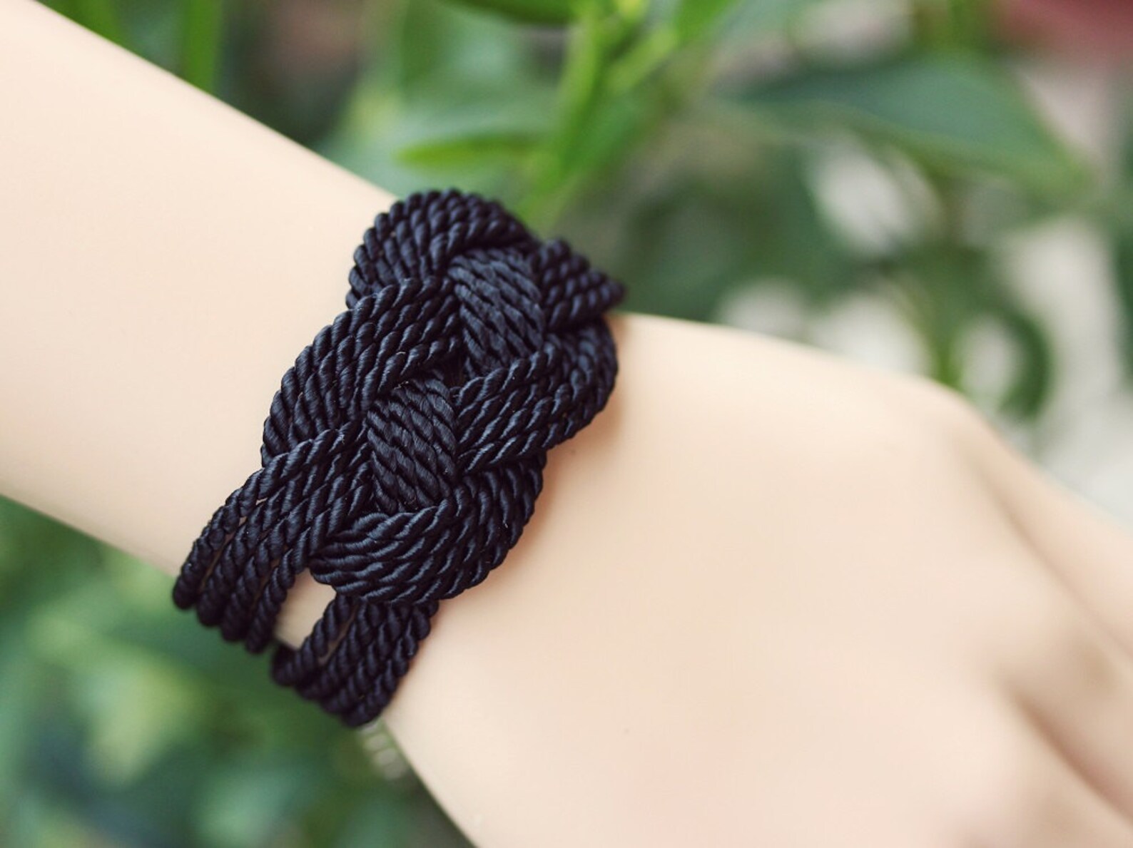 Black Knot Bracelet Knot Bracelet Rope Bracelet Black Sailor - Etsy