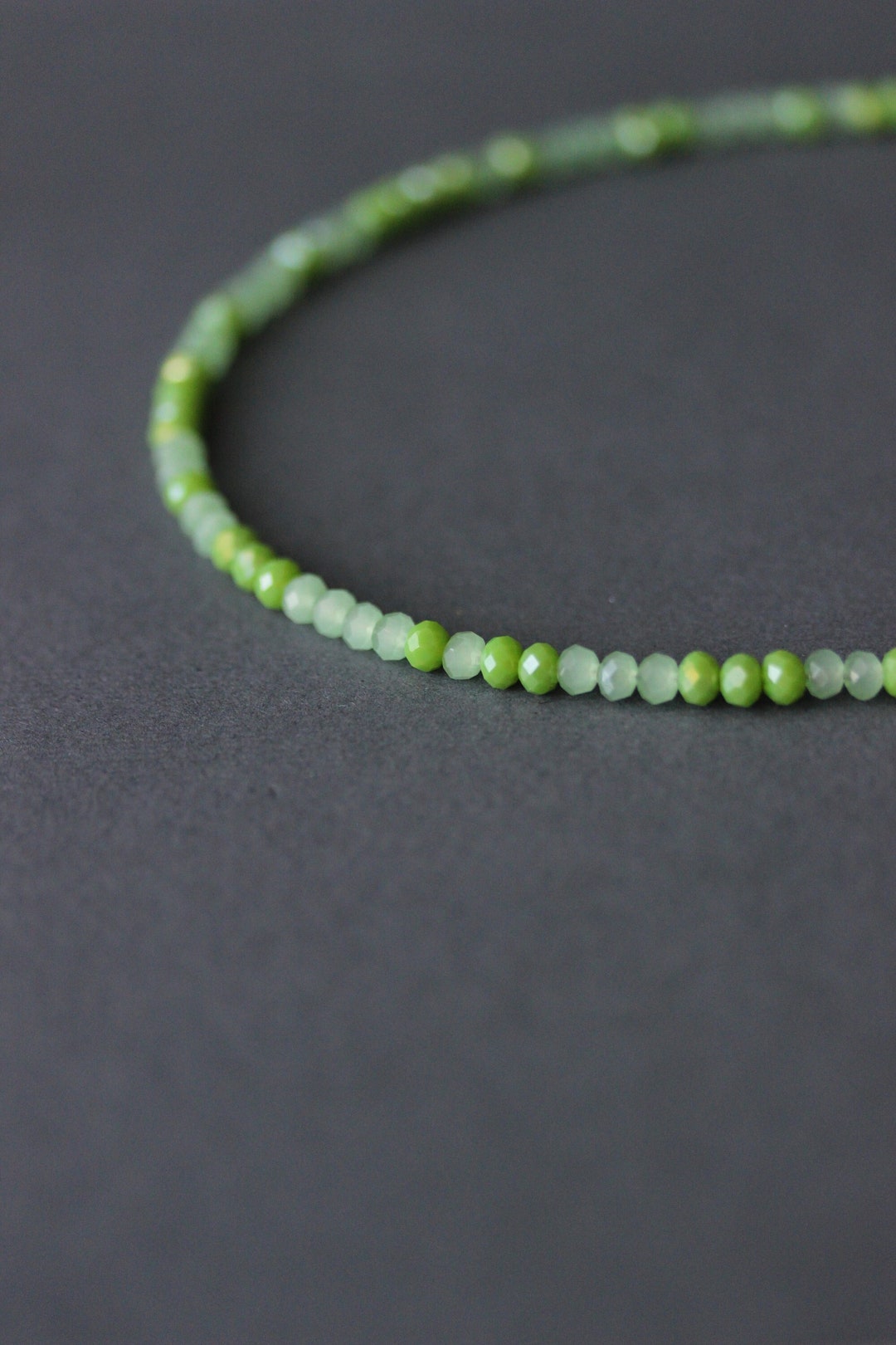 Green Glass Beads Choker Minimalist Summer Necklace Trendy Short ...