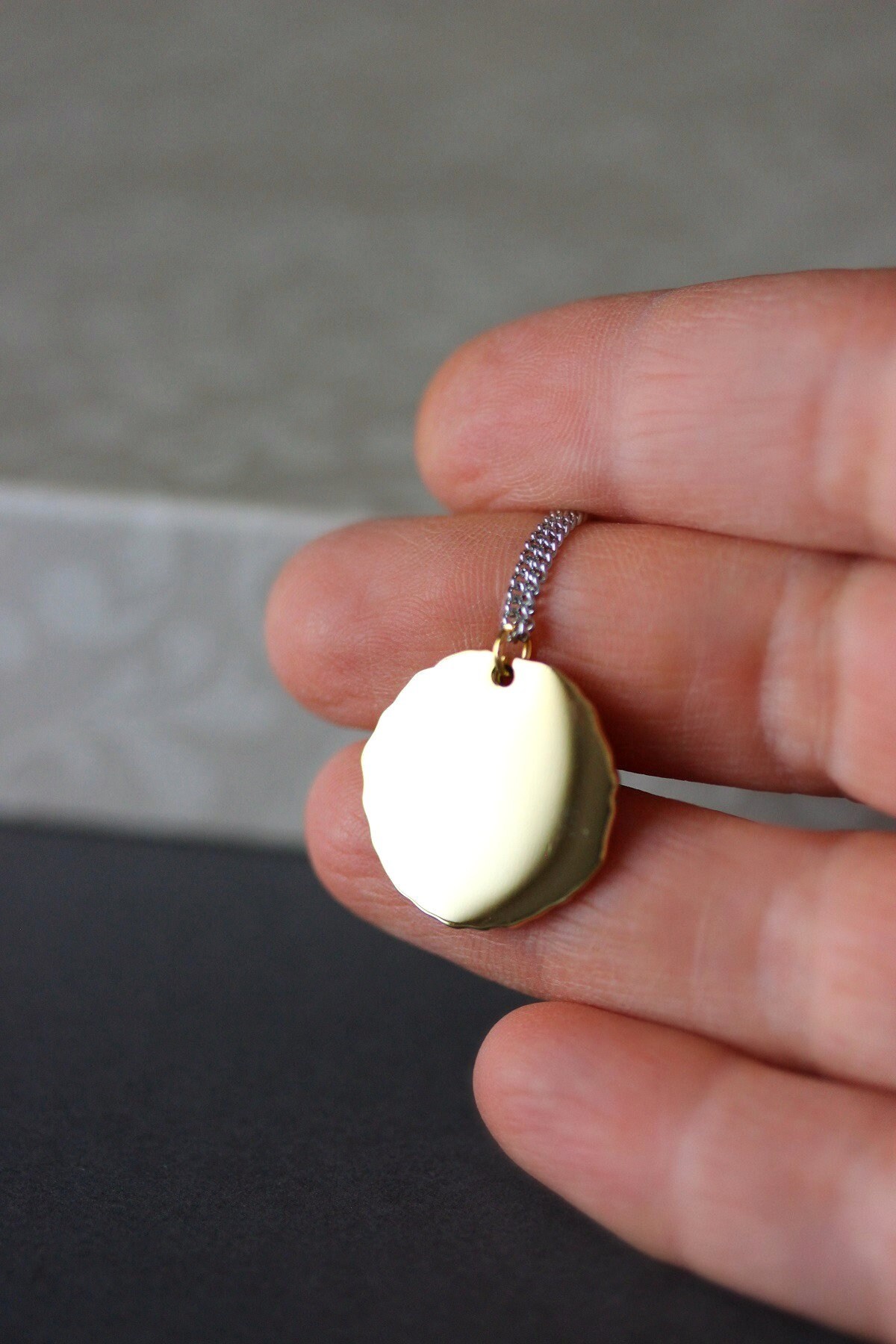 Gold Round Disk Pendant Minimalist Gold North Star Necklace | Etsy