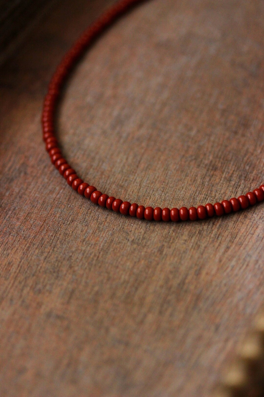 Brown Glass Beads Choker Minimalist Everyday Necklace Simple Short ...