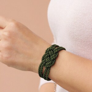 Forest Green Bracelet Rope Knot Bracelet Green Rope Bracelet Infinity ...