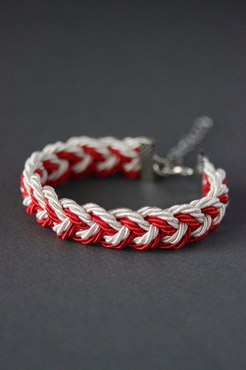Braided Cord Bracelet Summer Red White Rope Bracelet Turks - Etsy