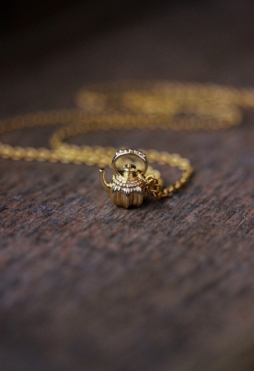 Tiny Gold Tone Teapot Pendant Gold Teapot Charm Necklace Kettle Pendant ...