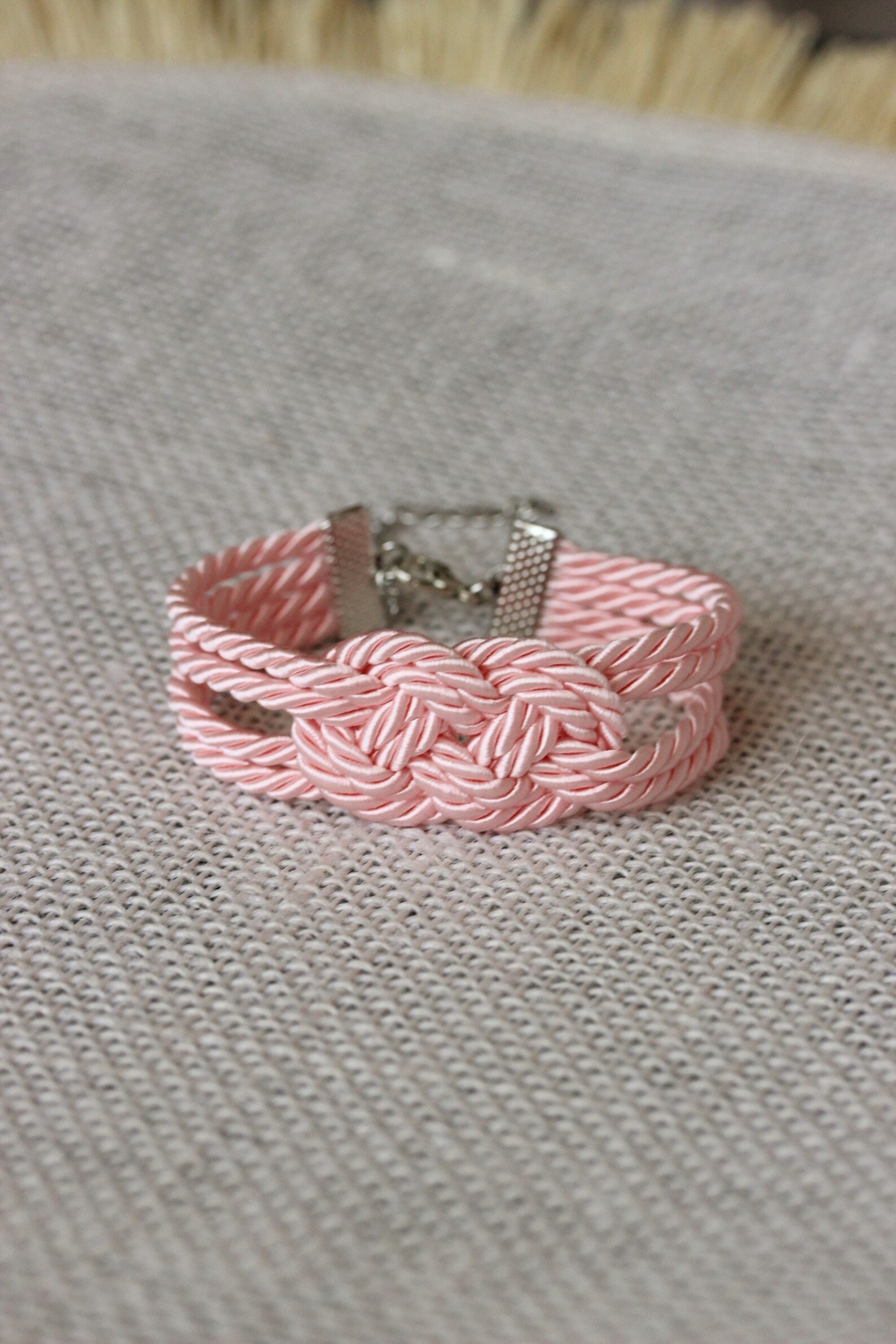 Delicate Pink Knot Bracelet Rope Knot Bracelet Baby Shower - Etsy