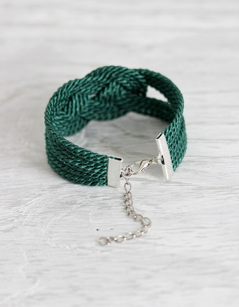 Emerald Green Bracelet Infinity Knot Bracelet Dark Green Rope | Etsy