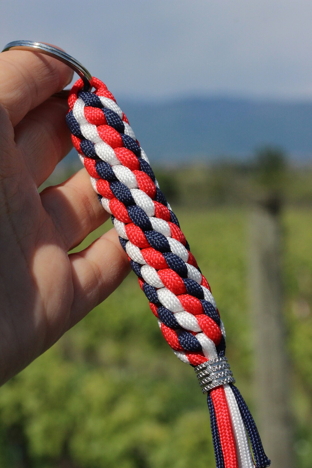 Three Colors Paracord Keychain French Flag Colors Cord Keychain ...