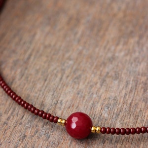 Dark Red Seed Beads Choker Ruby Root Stone Bead Necklace Ruby - Etsy