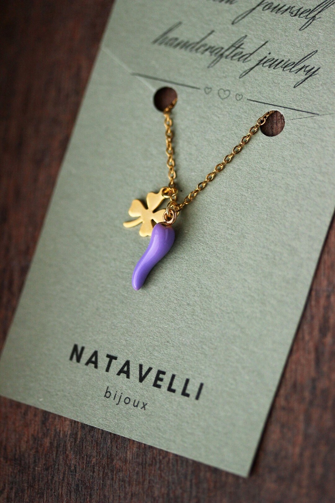 Good Luck Charms Necklace Chili Pepper Pendant Clover Leaf Pendant Boho ...